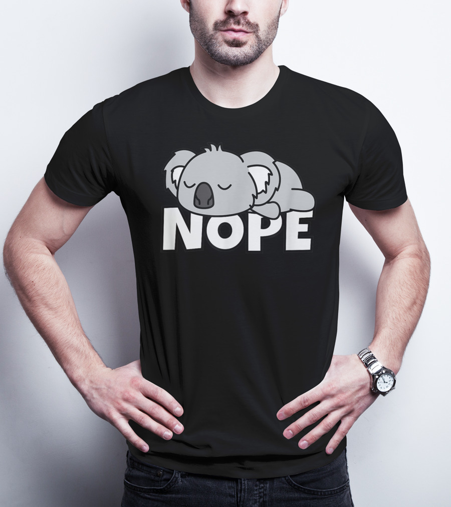 Lazy Koala Nope Cute Comic Baby Bear T-Shirt