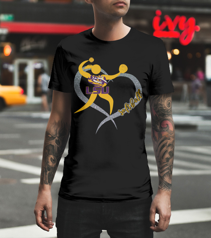 LSU Tigers Softball Heart Gameday T-Shirt