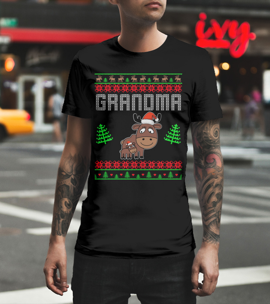 Grandma Christmas Moose Family Matching Holiday T-Shirt