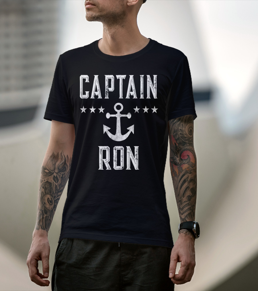 Captain Ron Vintage Anchor Star Design Mens Family Cruise Lake T-Shirt