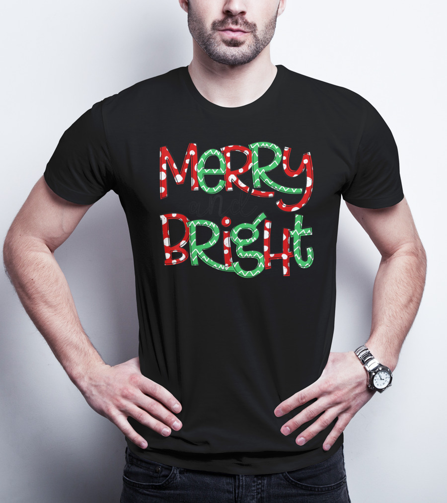 Merry And Bright Christmas Polka Dots T-Shirt