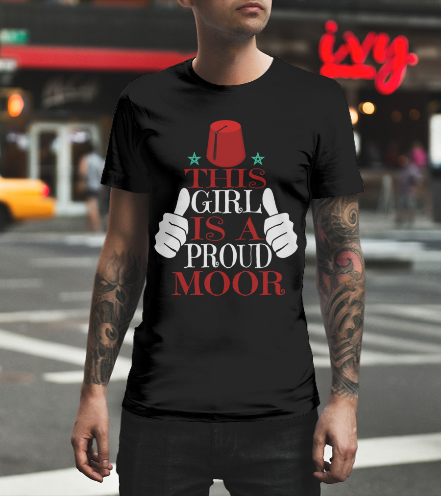 Moorish American This Girl Is A Proud Moor Fez Hat Thumbs Up Stars T-Shirt