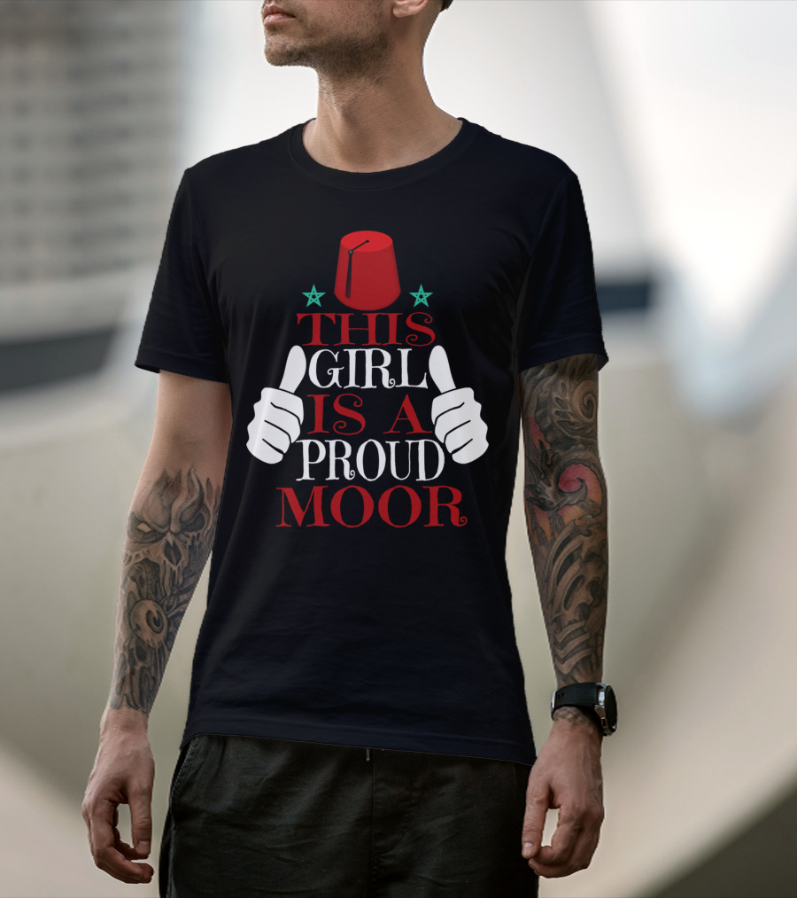 Moorish American This Girl Is A Proud Moor Fez Hat Thumbs Up Stars T-Shirt