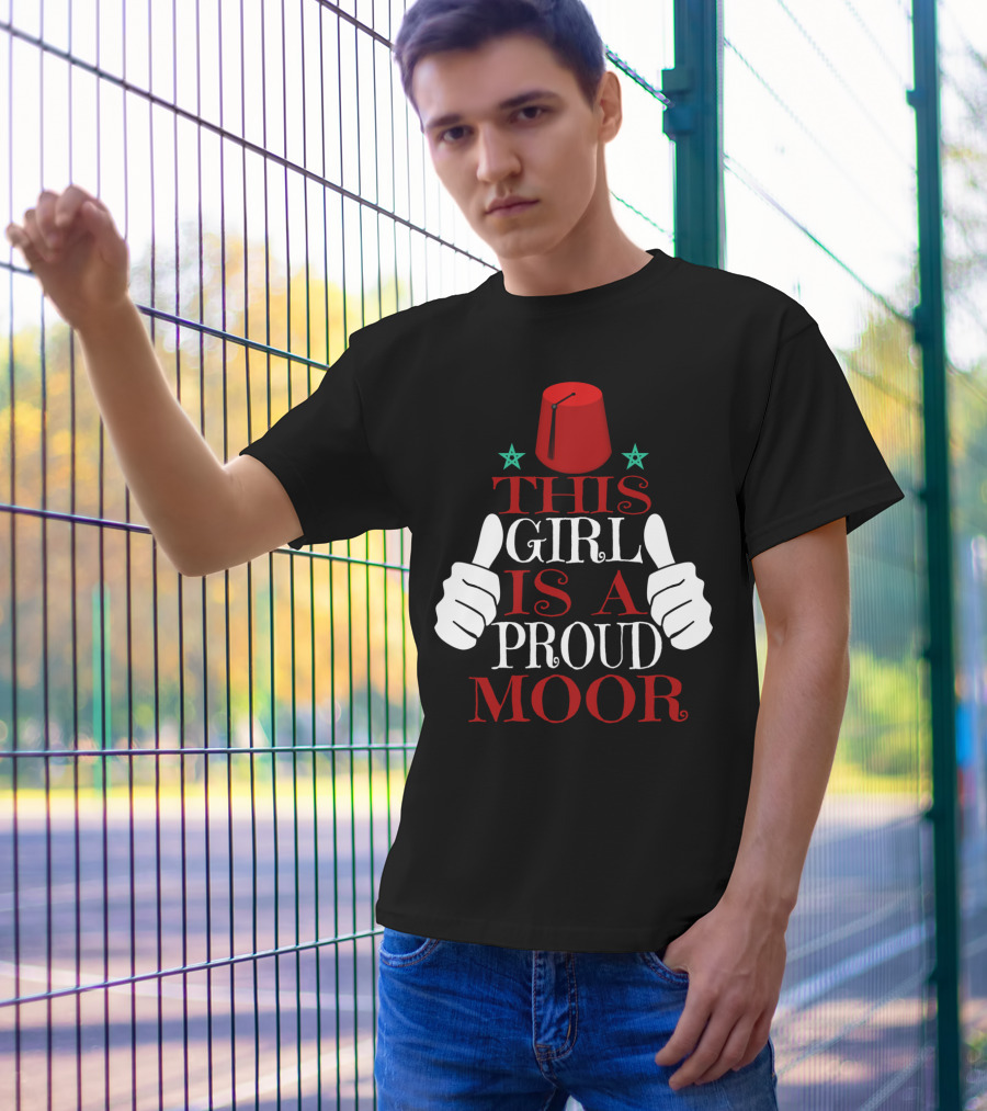 Moorish American This Girl Is A Proud Moor Fez Hat Thumbs Up Stars T-Shirt