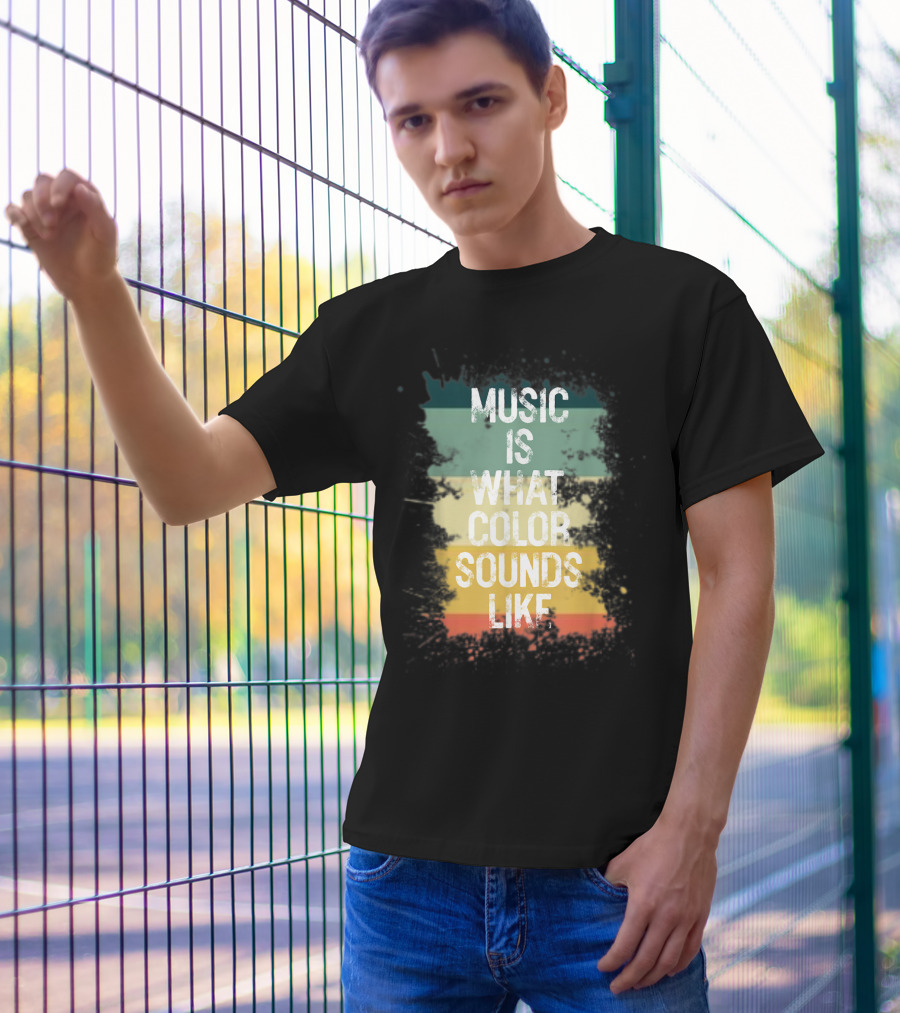 Music Is What Color Sounds Like Vintage Brush Strokes T-Shirt