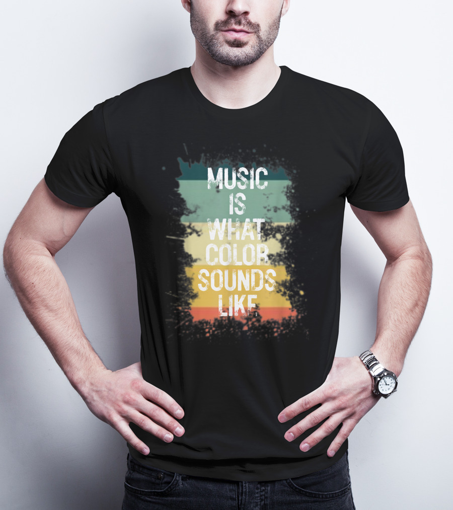 Music Is What Color Sounds Like Vintage Brush Strokes T-Shirt
