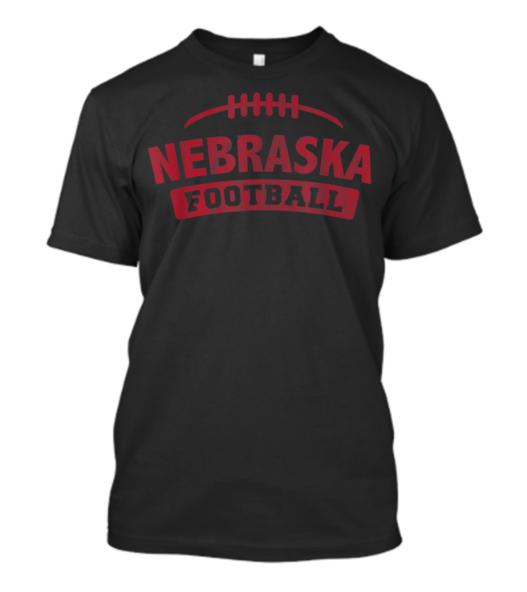 Nebraska Football Red Text With Football T-Shirt