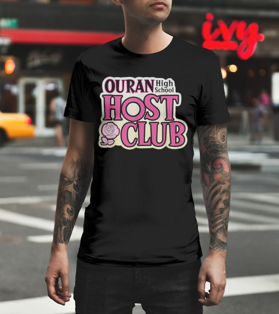 Ouran High School Host Club Anime Series Logo With Rose T-Shirt