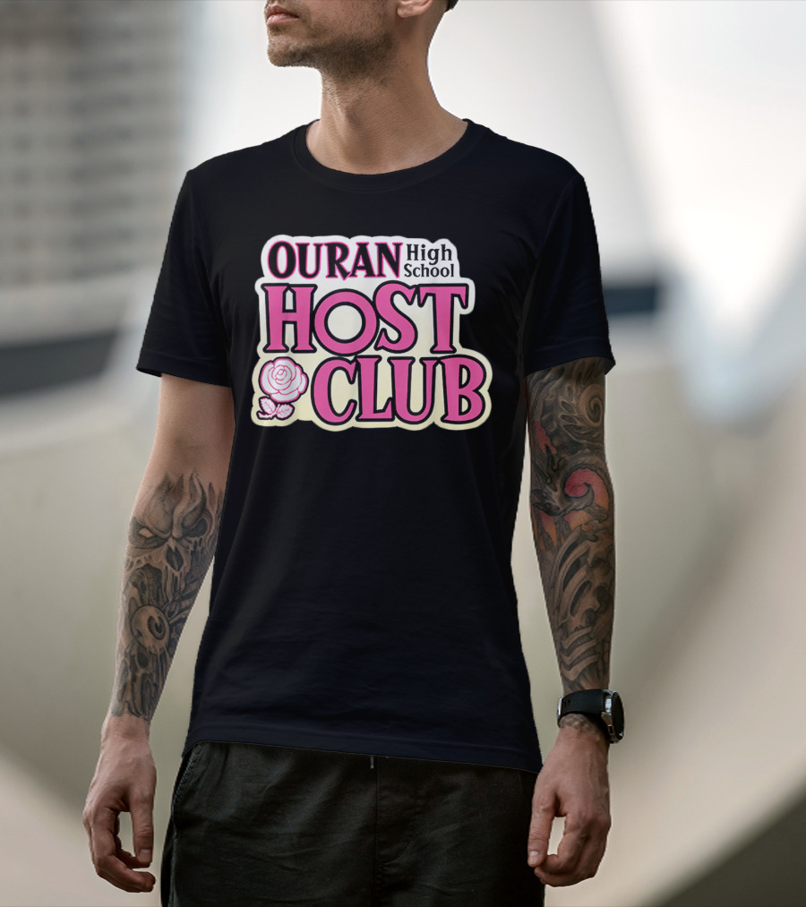 Ouran High School Host Club Anime Series Logo With Rose T-Shirt
