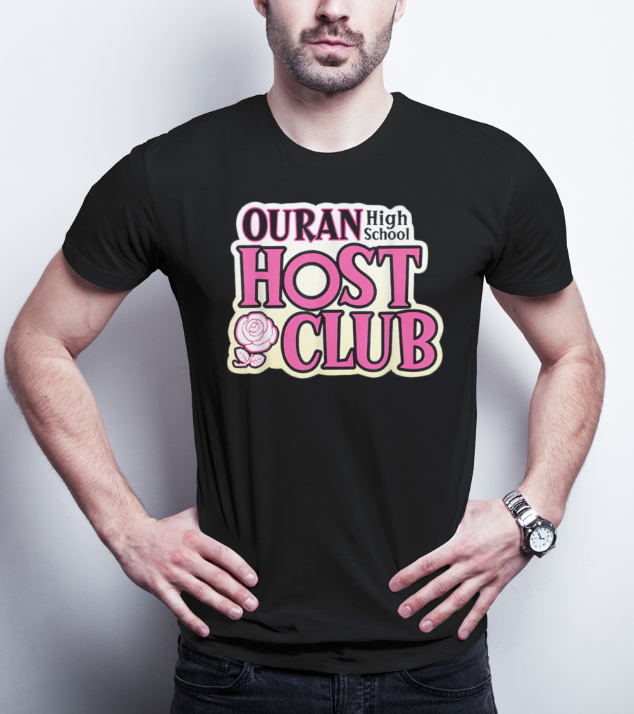 Ouran High School Host Club Anime Series Logo With Rose T-Shirt