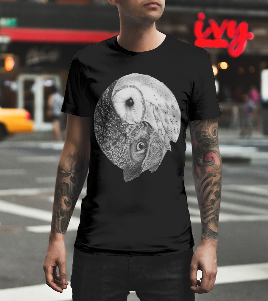 Snowy Owl Barn Owl Yin Yang T-Shirt