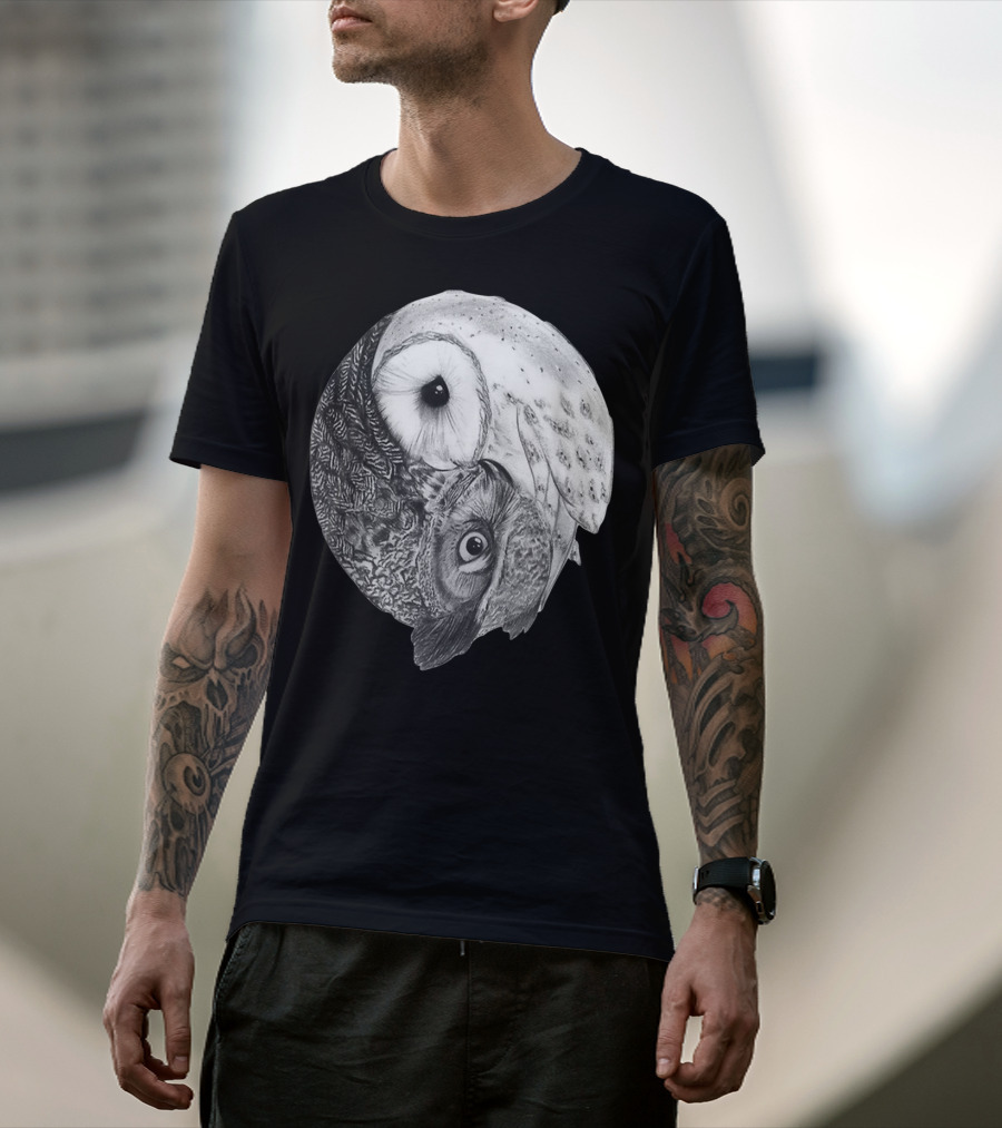 Snowy Owl Barn Owl Yin Yang T-Shirt