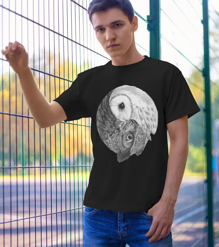 Snowy Owl Barn Owl Yin Yang T-Shirt