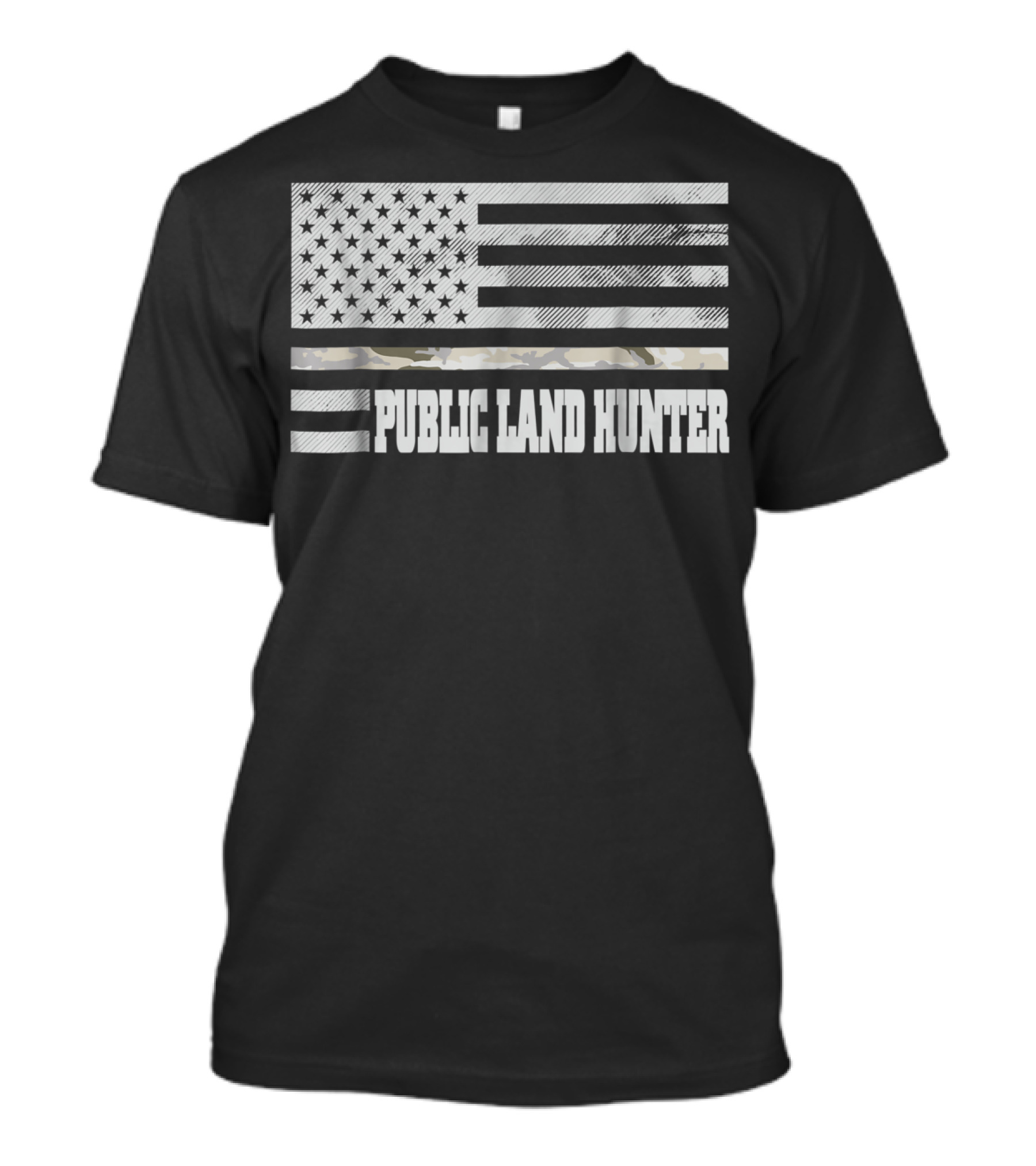 Public Land Hunter Camo Thin Line USA Flag Hunting American Pride T-Shirt