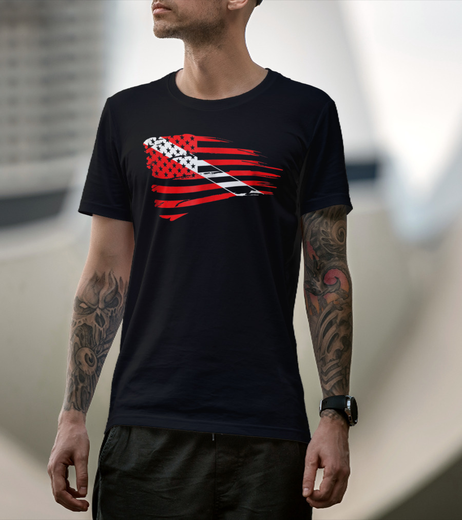 American Flag Scuba Diving Dive Flag Patriotic T-Shirt