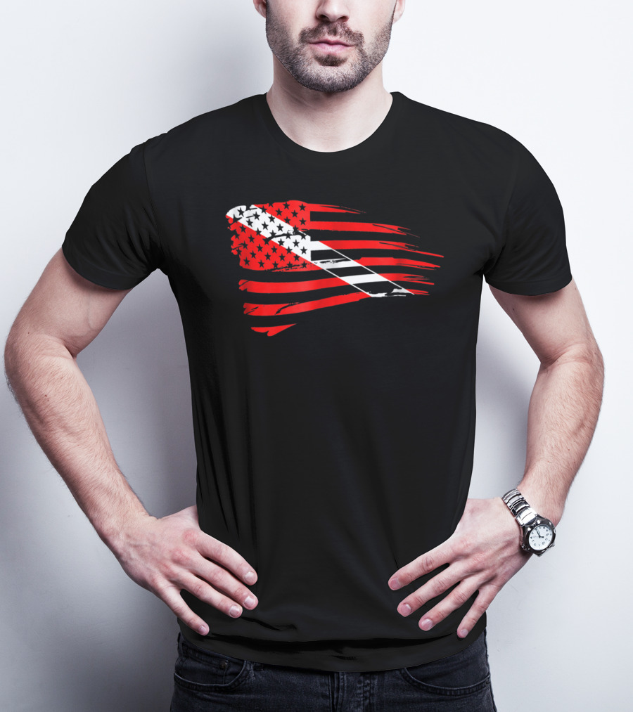American Flag Scuba Diving Dive Flag Patriotic T-Shirt