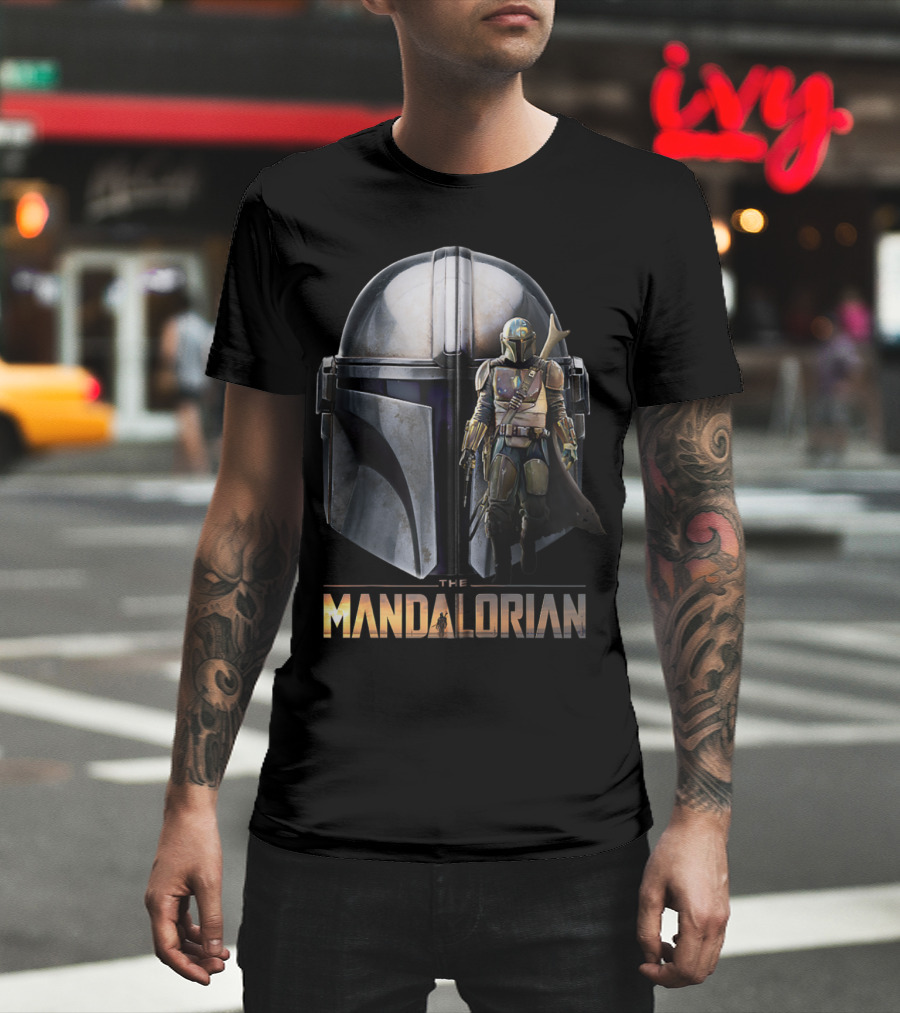 Star Wars The Mandalorian Helmet And Bounty Hunter Armor T-Shirt