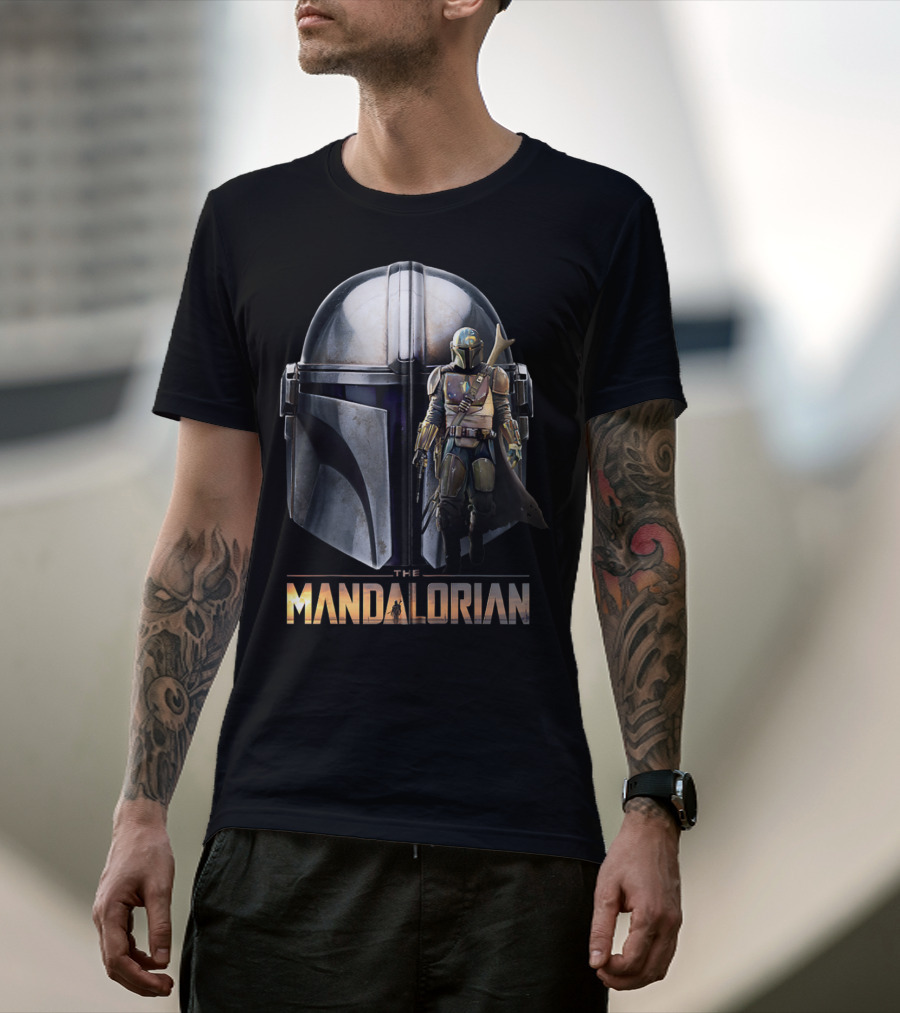Star Wars The Mandalorian Helmet And Bounty Hunter Armor T-Shirt