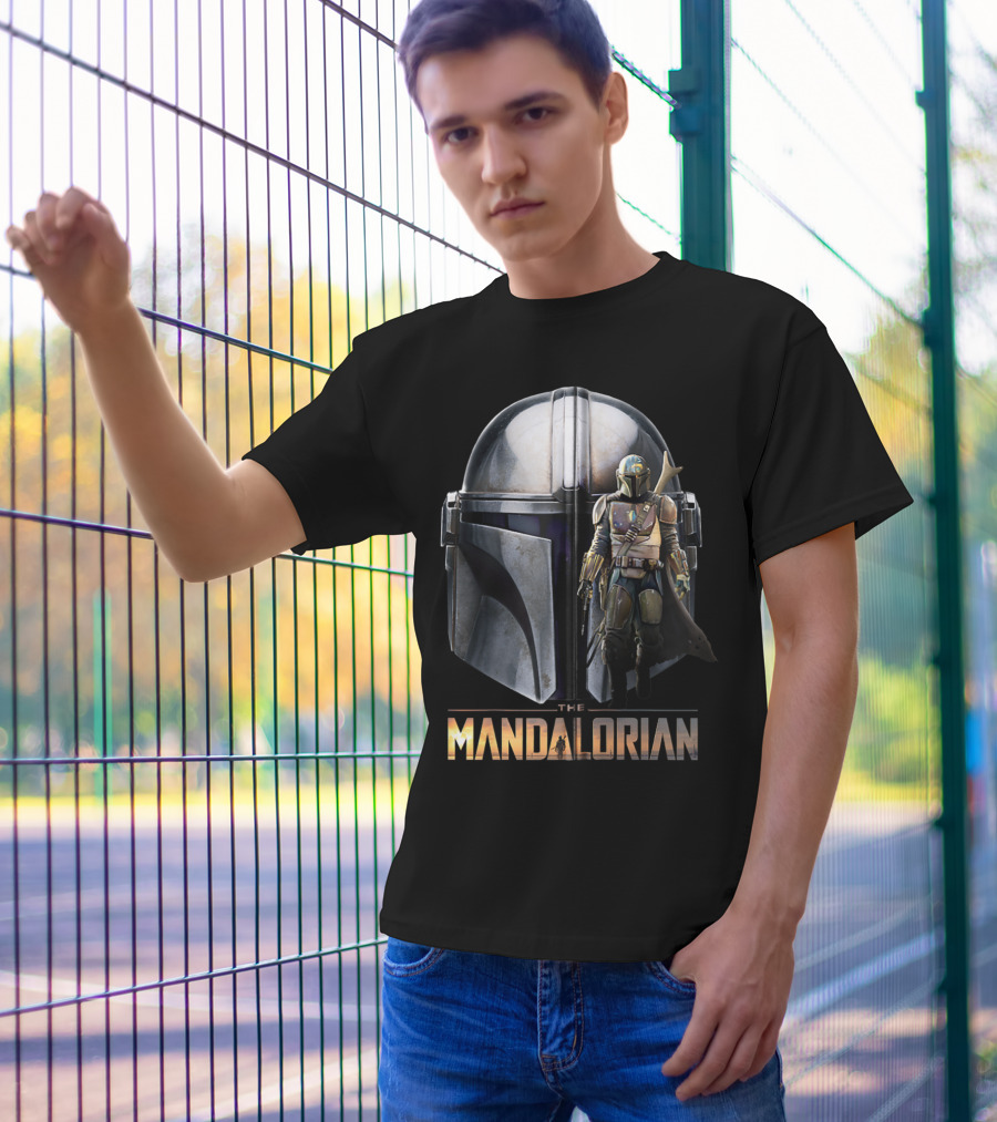 Star Wars The Mandalorian Helmet And Bounty Hunter Armor T-Shirt