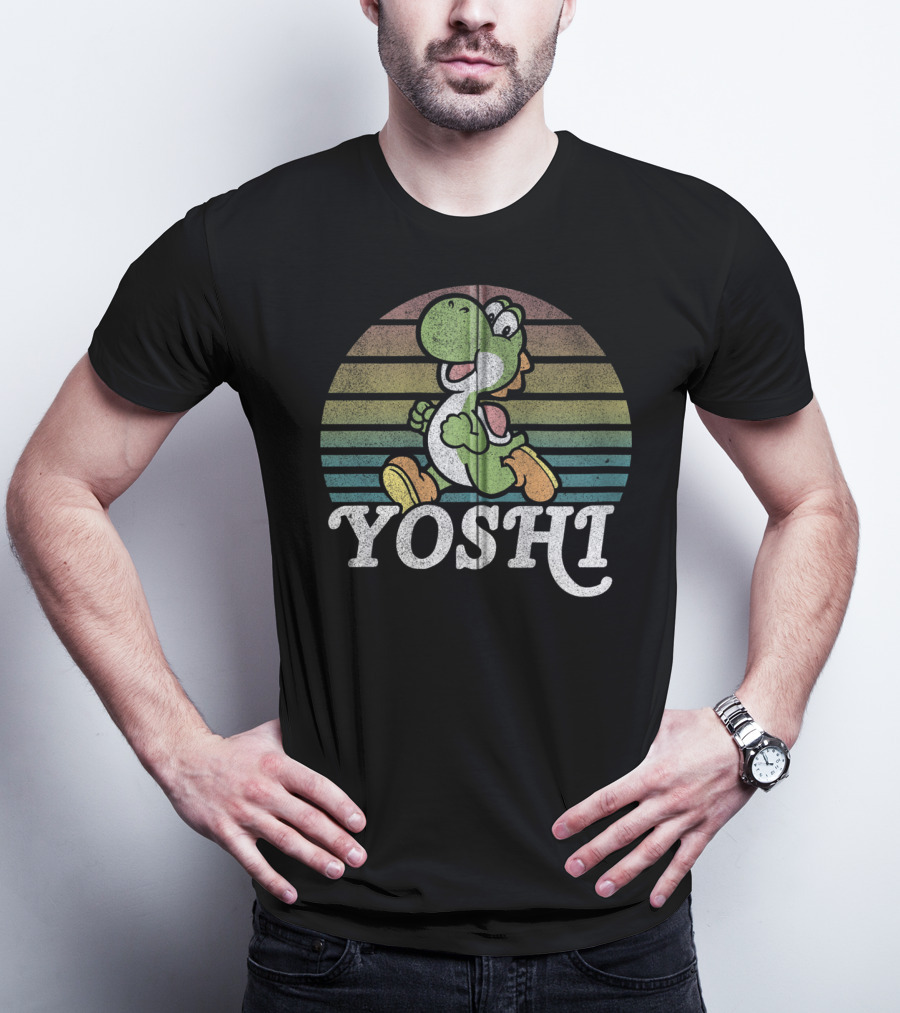 Yoshi Retro Stripes Super Mario T-Shirt