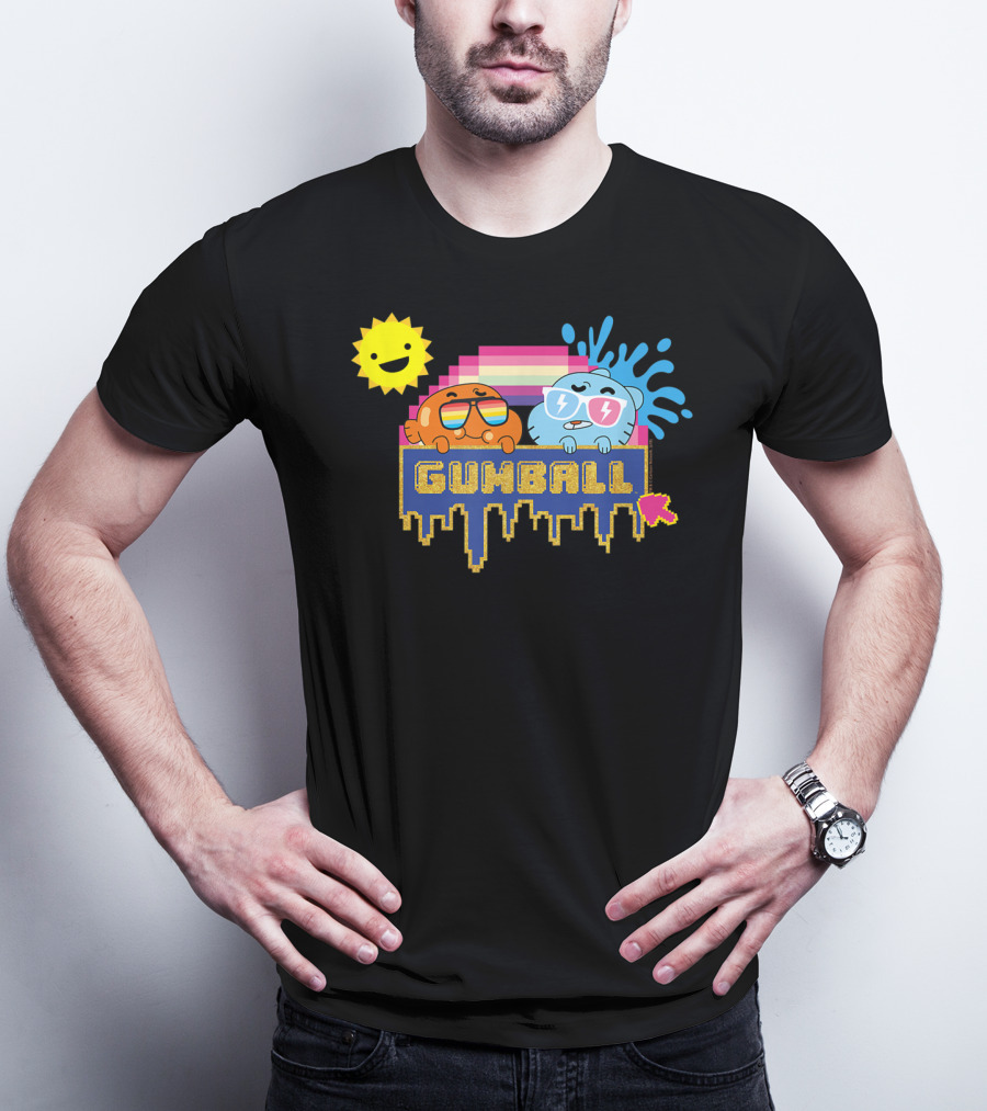 The Amazing World Of Gumball Sunshine Retro Pixel Art Gumball Characters T-Shirt