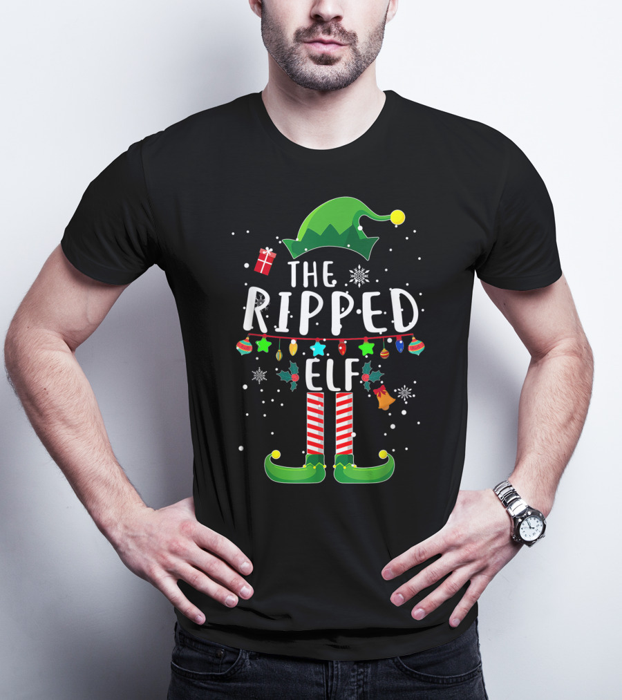 The Ripped Elf Christmas Family Fun Matching T-Shirt