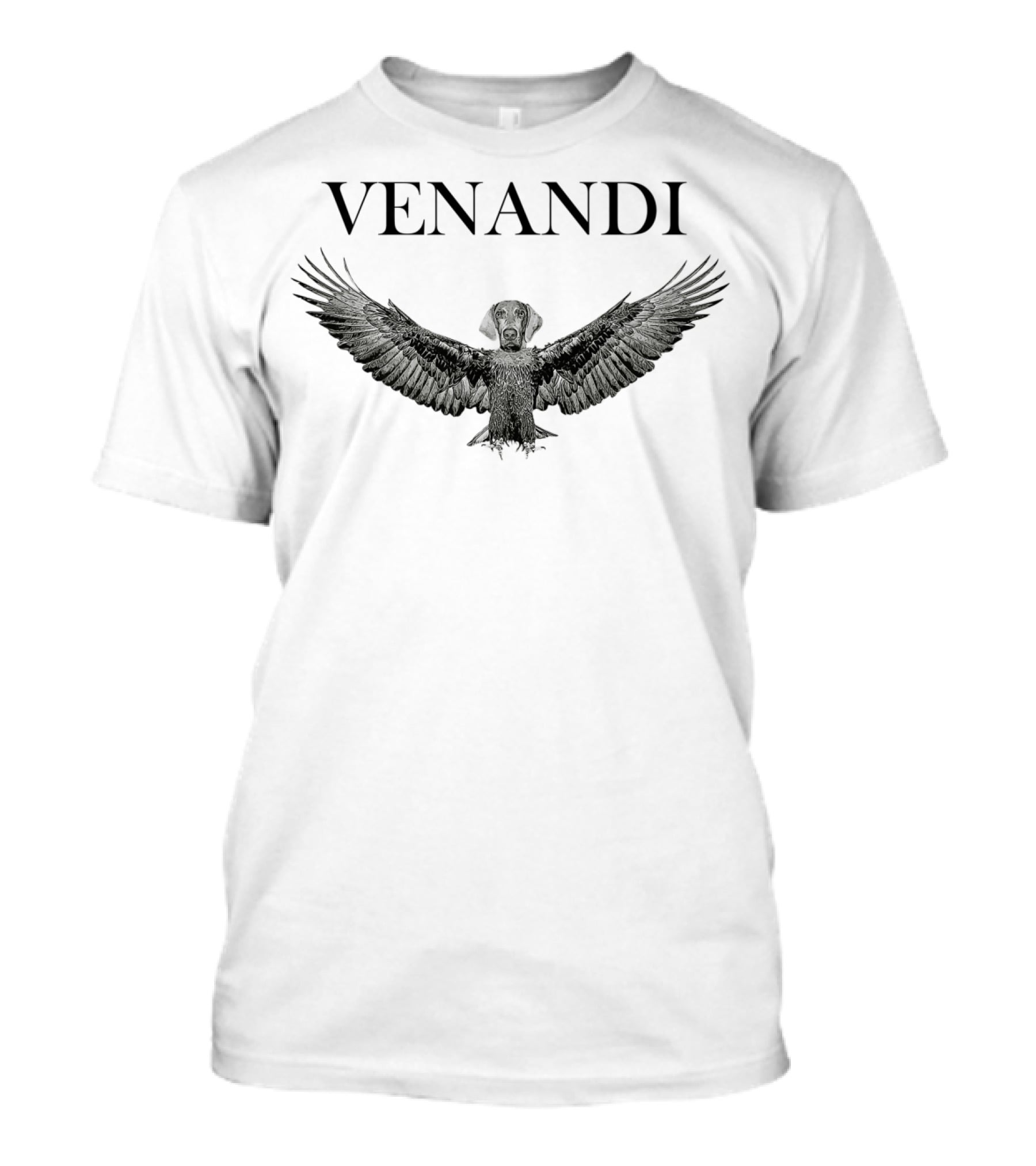 VENANDI Dog With Bird Wings T-Shirt