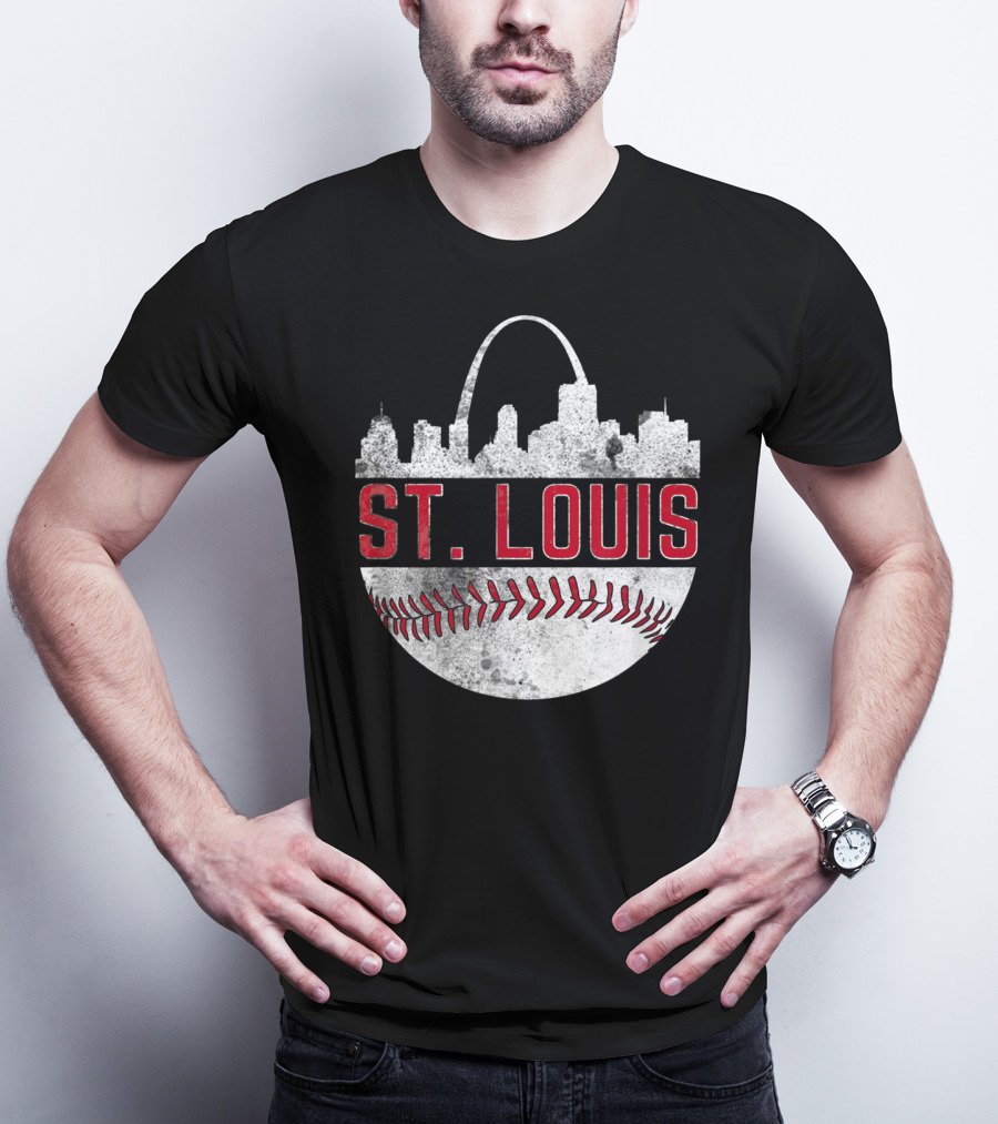St. Louis Vintage Skyline Baseball Fan T-Shirt