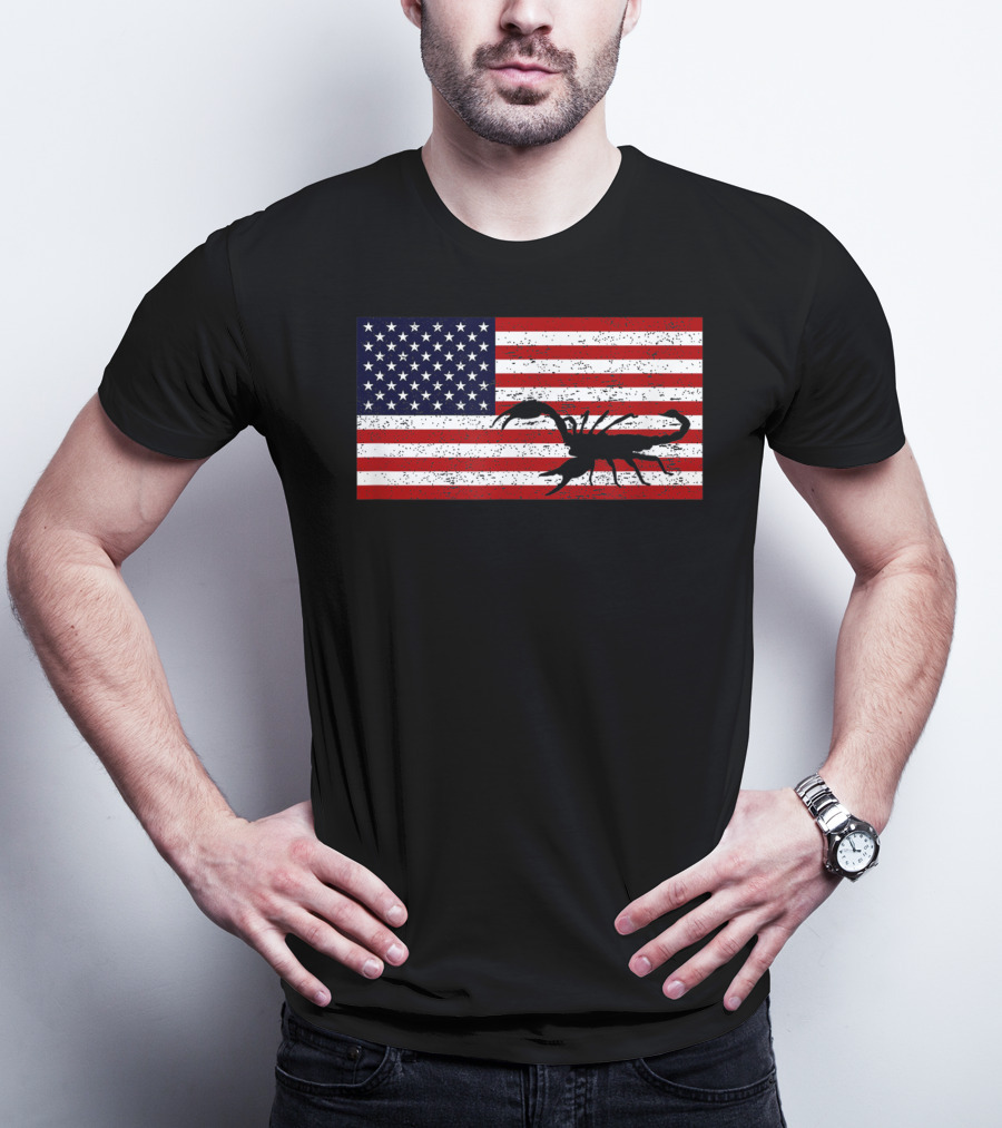 Vintage Distressed American Flag Scorpion T-Shirt