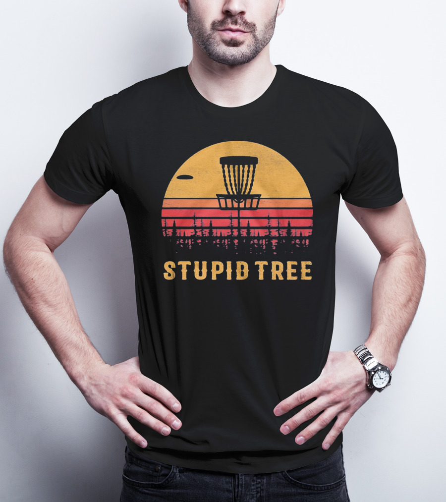 Stupid Tree Disc Golf Vintage Sunset Frisbee T-Shirt