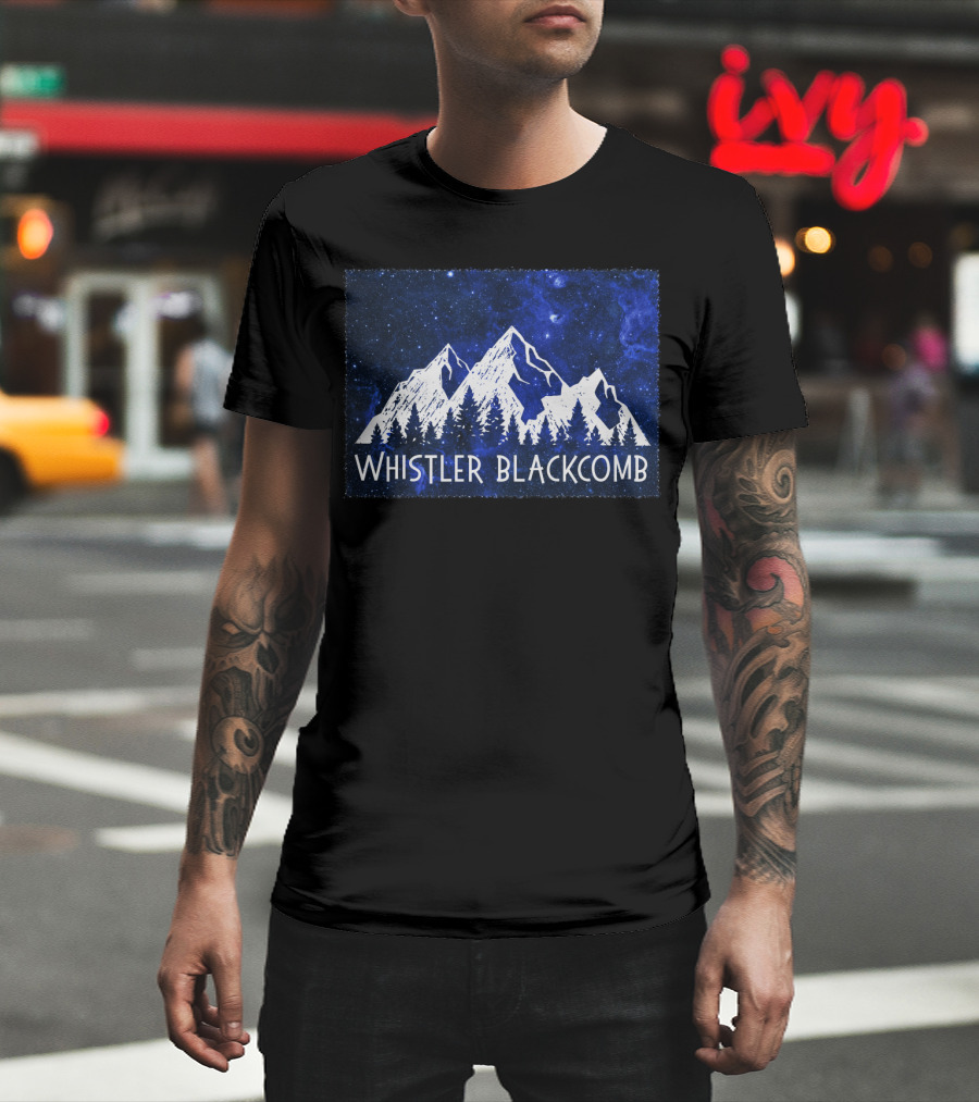 Whistler Blackcomb Mountain Scenic Starry Sky Forest T-Shirt
