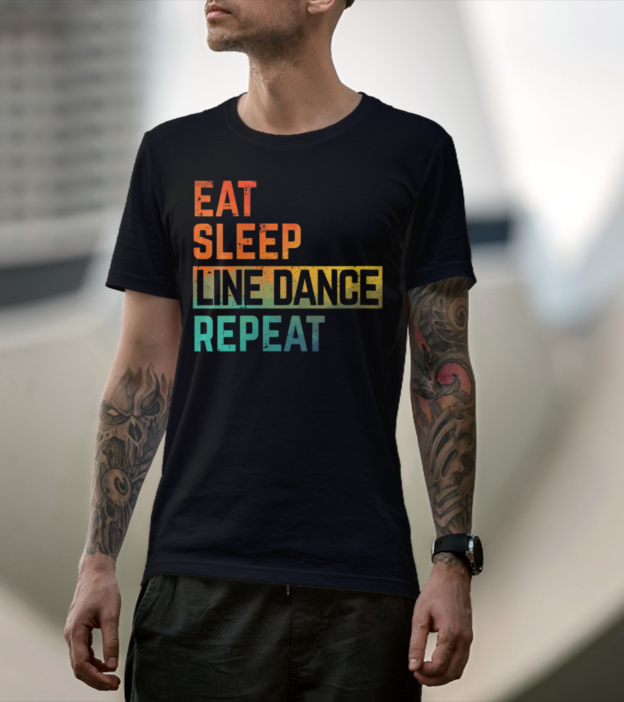 Eat Sleep Line Dance Repeat Watercolor T-Shirt