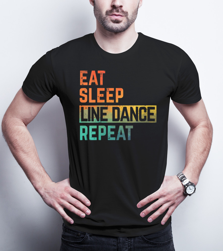 Eat Sleep Line Dance Repeat Watercolor T-Shirt