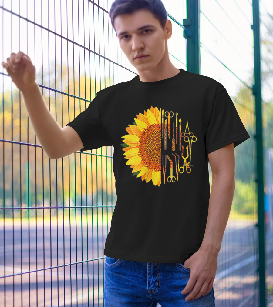 Scrub Tech Surgeon Surgical Instruments Sunflower Hybrid T-Shirt