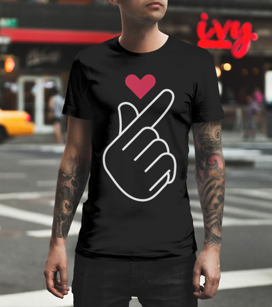 South Korea Finger Heart Gesture With Red Iconic T-Shirt