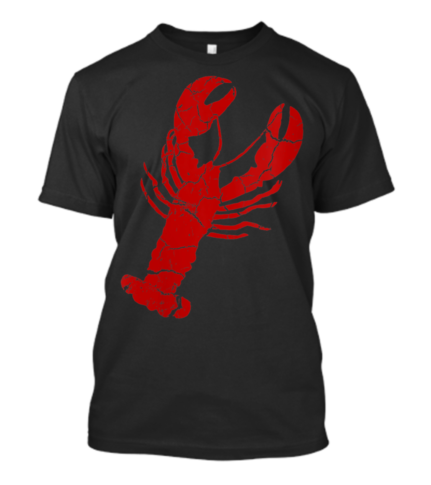 Vintage Lobster Print Red Cracked T-Shirt
