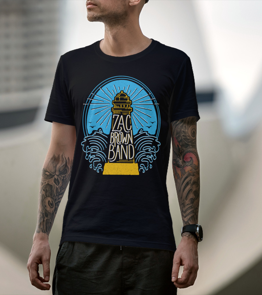 Zac Brown Band Lighthouse With Waves And Birds T-Shirt
