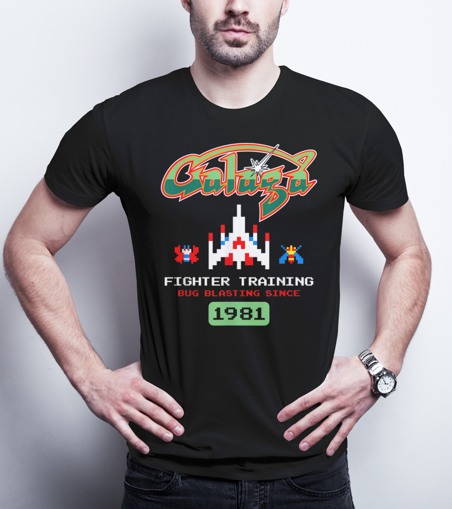 Galaga Fighter Training Bug Blasting Since 1981 Vintage Arcade Video Game T-Shirt