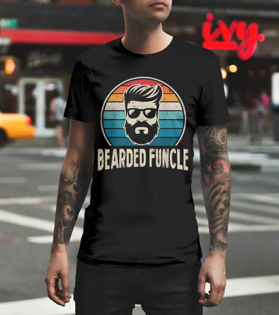 Bearded Funcle Retro Vintage Style Funny Cool Fun Uncle Birthday T-Shirt