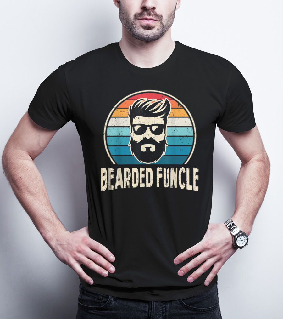 Bearded Funcle Retro Vintage Style Funny Cool Fun Uncle Birthday T-Shirt