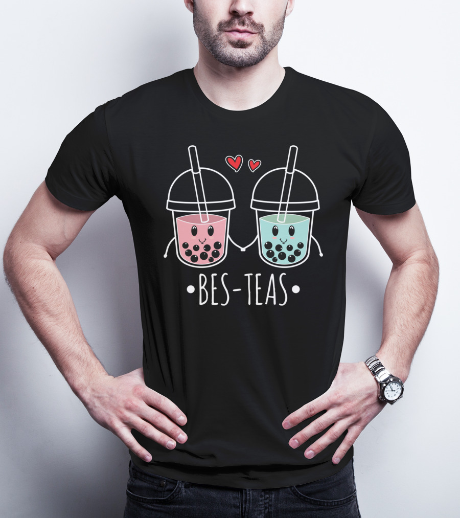 Besteas Bubble Tea Cute Boba Milk Lover With Hearts T-Shirt