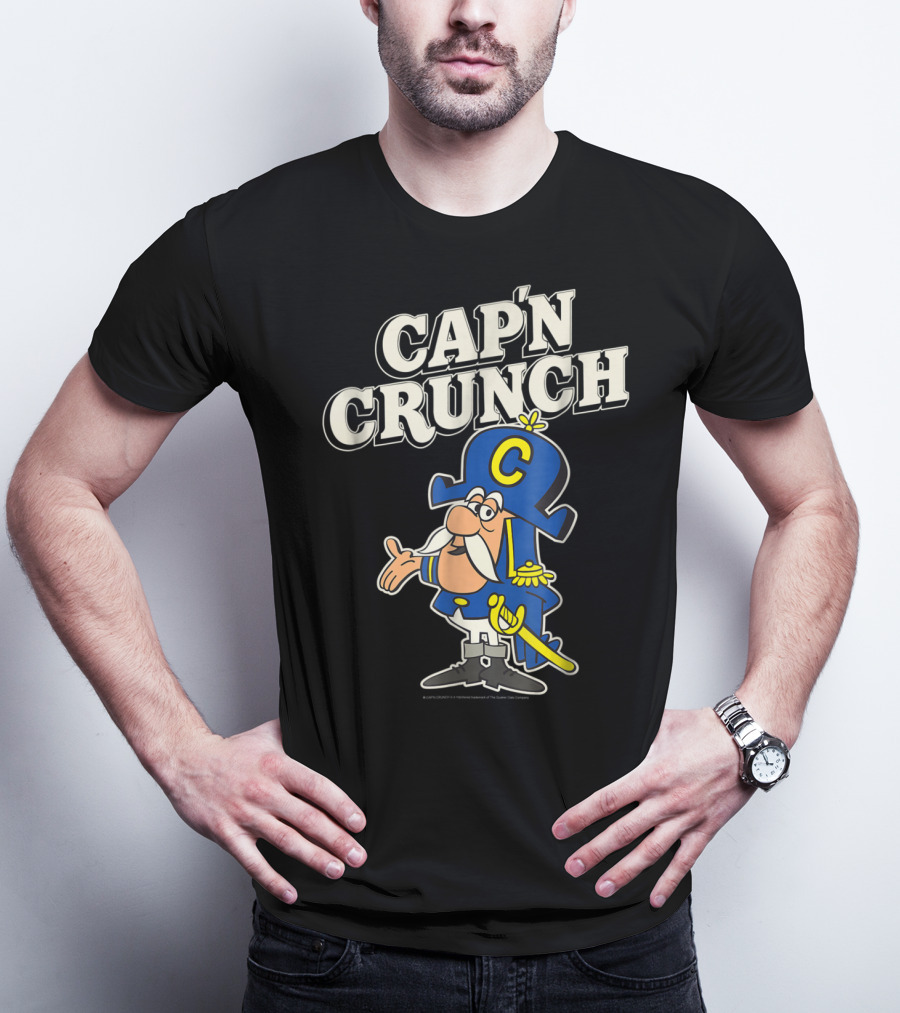 Cap'n Crunch Cap'n Blue Hat Yellow Accents Classic Cereal Character T-Shirt