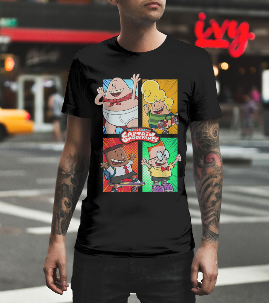 The Epic Tales Of Captain Underpants Cartoon Characters Quartet T-Shirt