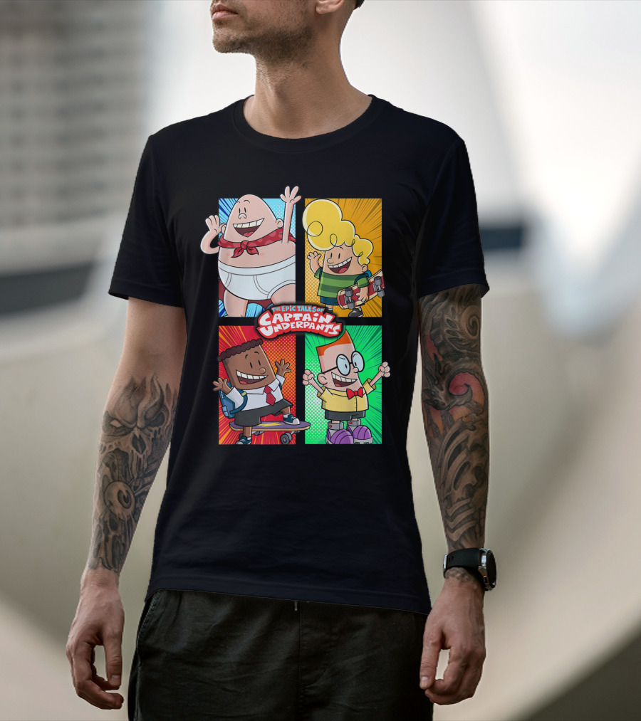 The Epic Tales Of Captain Underpants Cartoon Characters Quartet T-Shirt