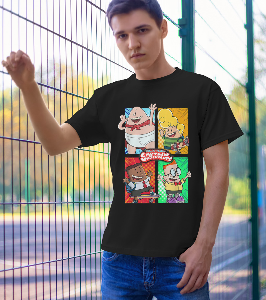 The Epic Tales Of Captain Underpants Cartoon Characters Quartet T-Shirt