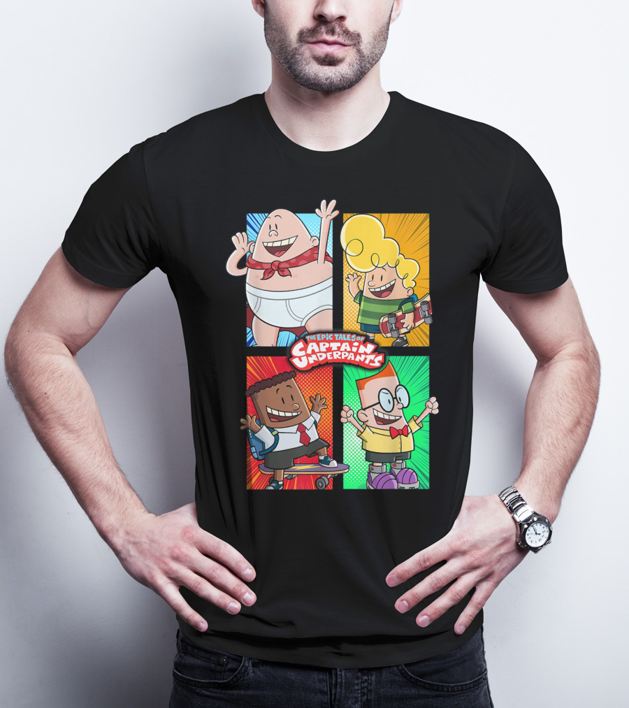 The Epic Tales Of Captain Underpants Cartoon Characters Quartet T-Shirt