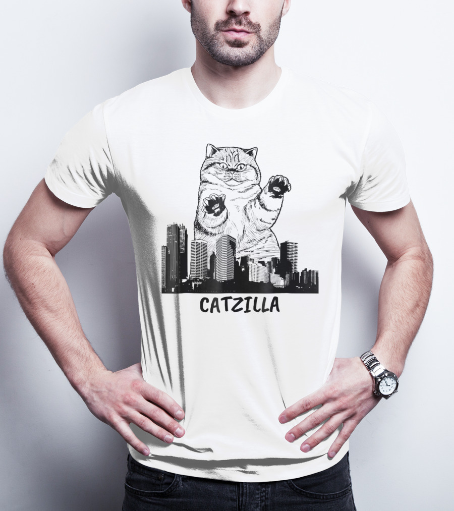 Catzilla Kitty Cat Pop Culture Cityscape Monster Kitty T-Shirt