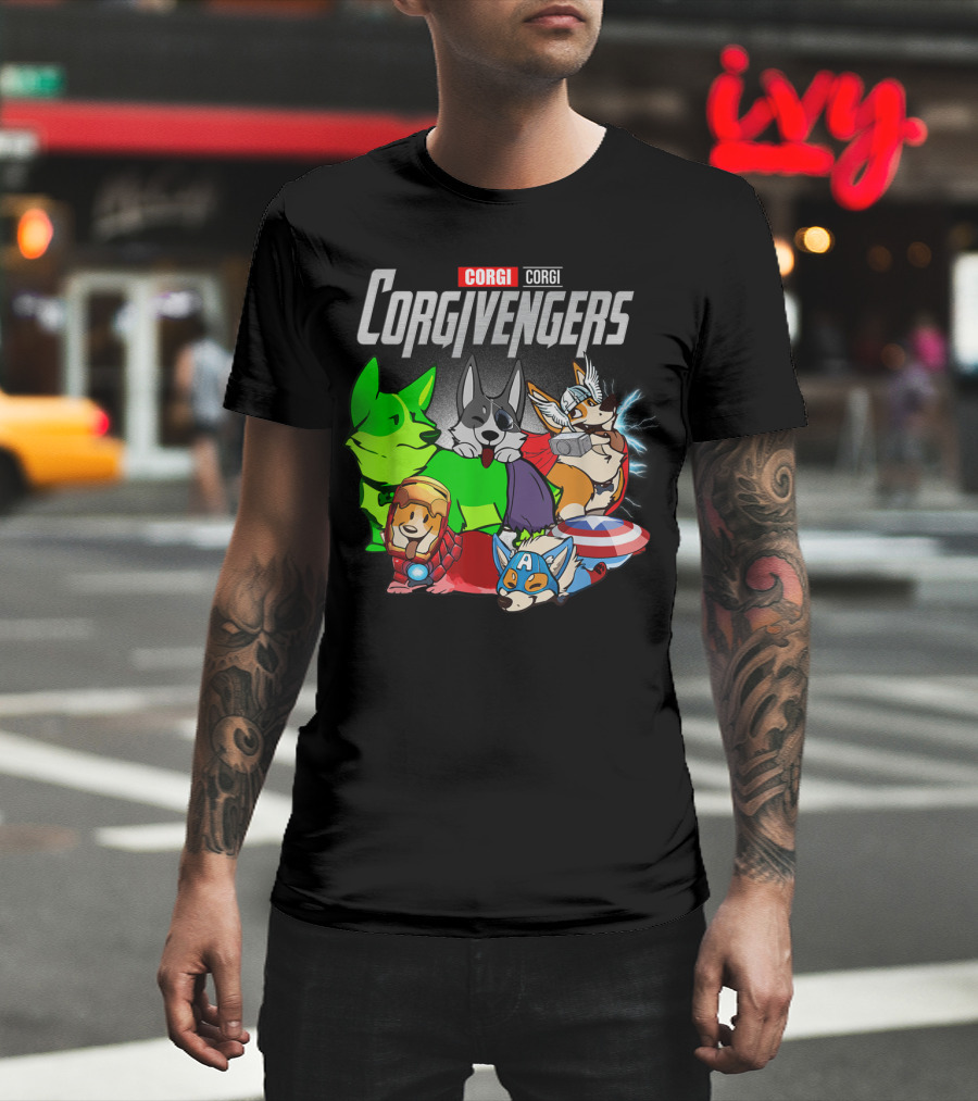 Corgivengers Corgi Avengers Funny Dog Parody Hero Team T-Shirt