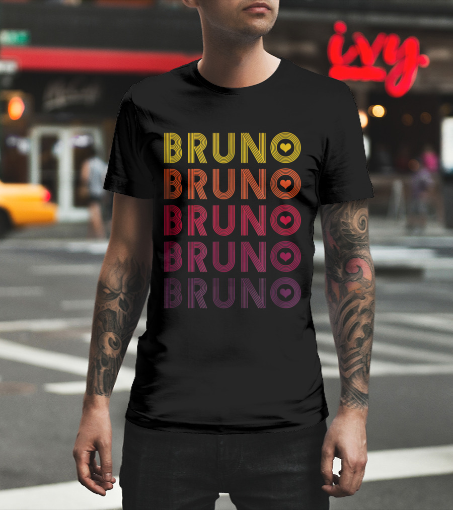 Bruno Lover Heart Gradient Retro T-Shirt