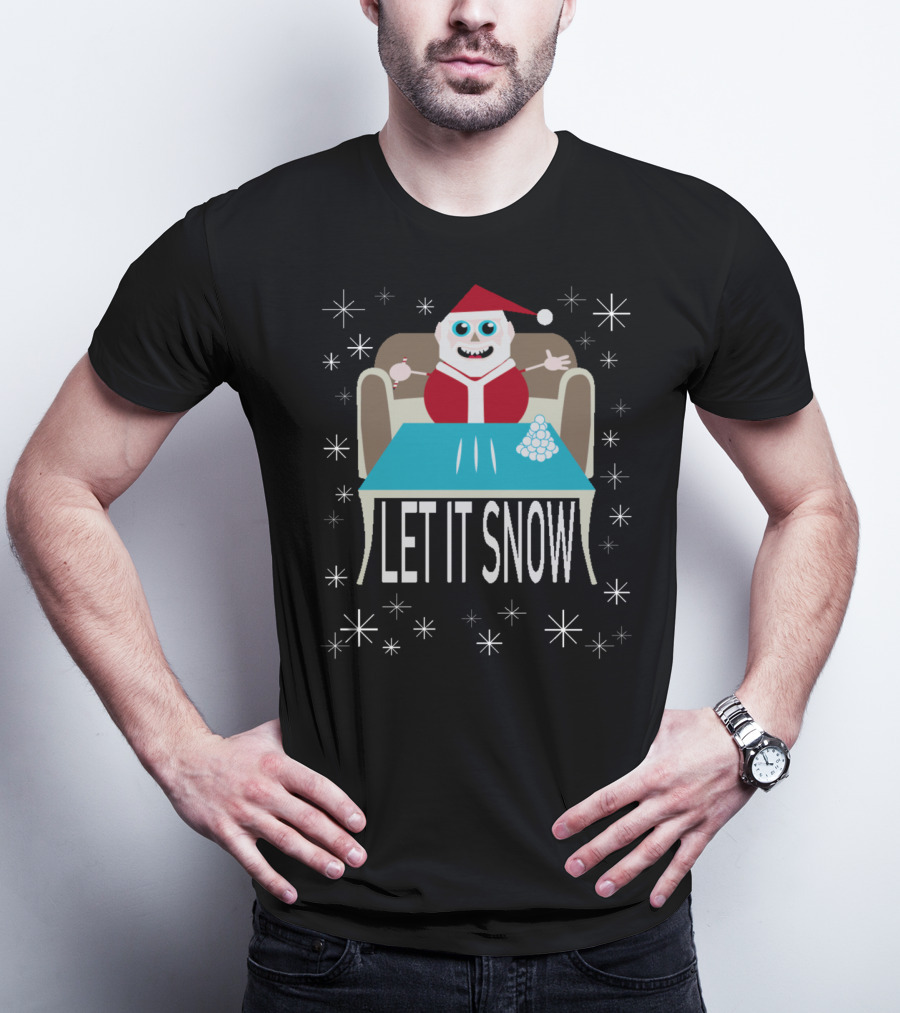 Santa With Snowballs Let It Snow Party Cute Funny T-Shirt